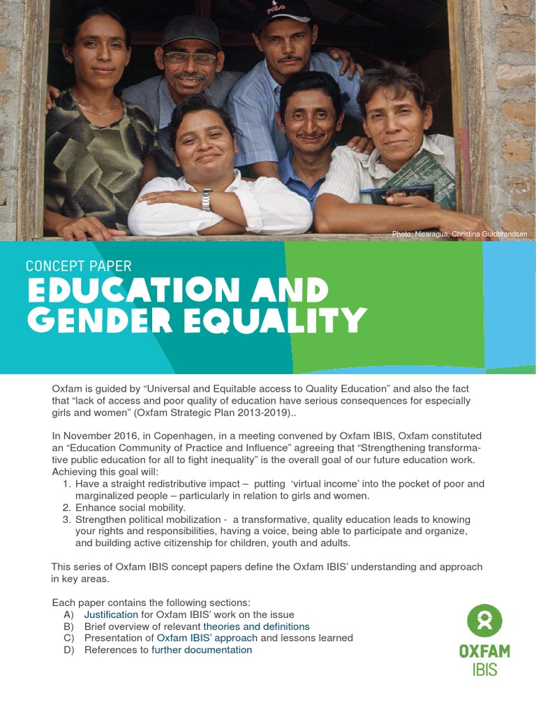 Education and Gender Equality: Concept Paper | PDF | Gender Equality ...