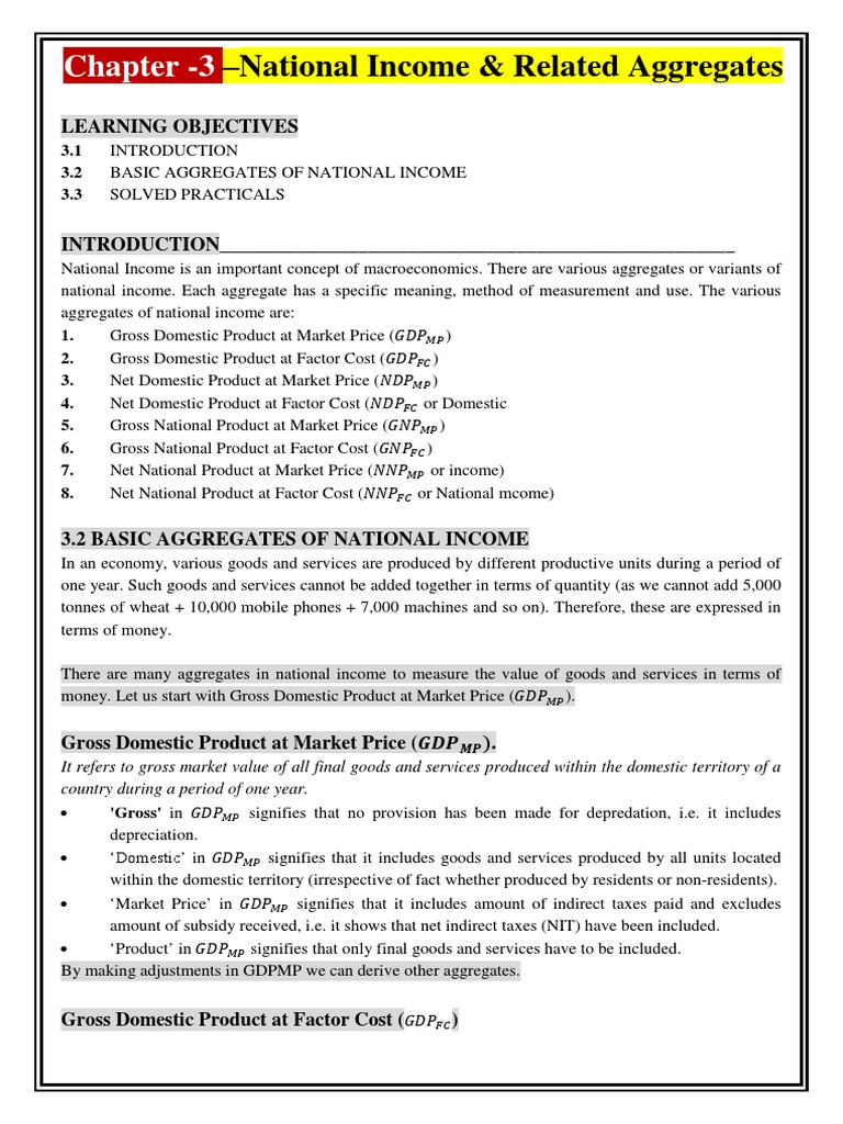Ch.3 - National Income - Related Aggregates ( (Macro Economics - 12th ...