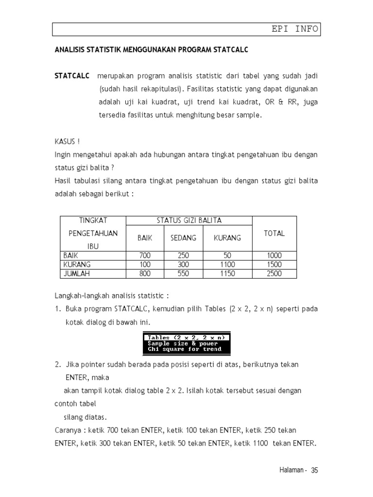 Analisis Statistik Menggunakan Program Statcalc | PDF