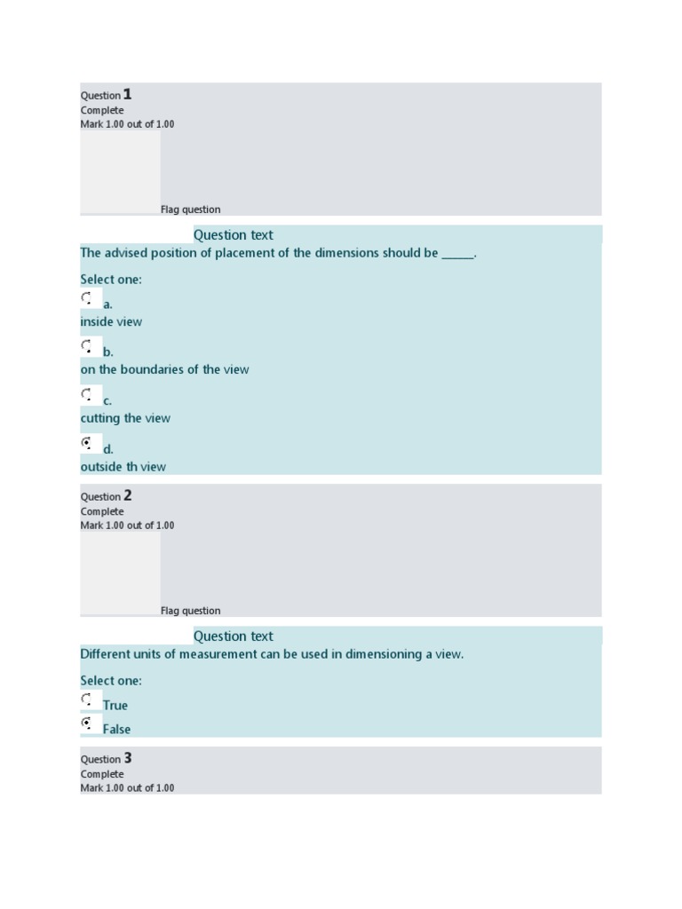 Computer Aided Drafting Final Quiz2 | PDF | Dimension