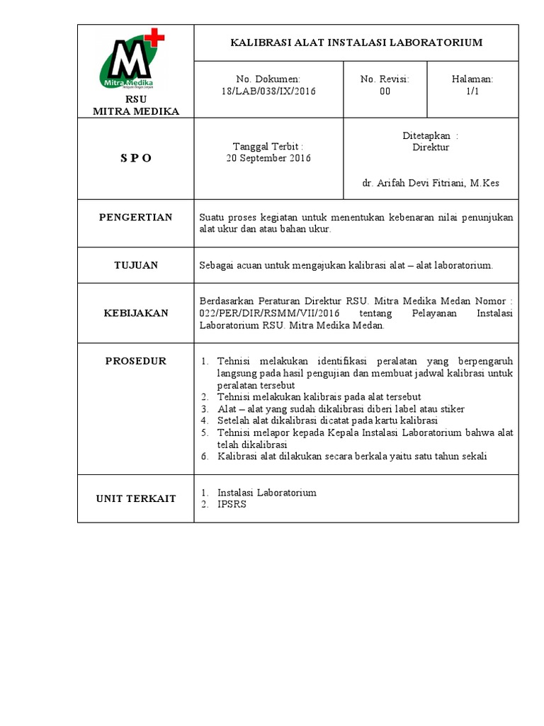 Spo Kalibrasi Alat Lab | PDF | Bisnis | Sains & Matematika