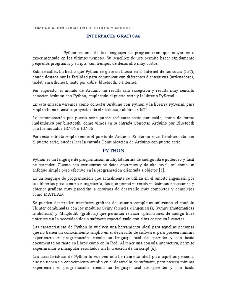 Comunicación Serial Entre Python y Arduno | PDF | Arduino ...