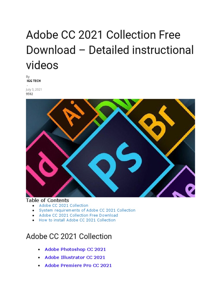 Adobe CC 2021 Collection Free Download - Detailed Instructional Videos ...