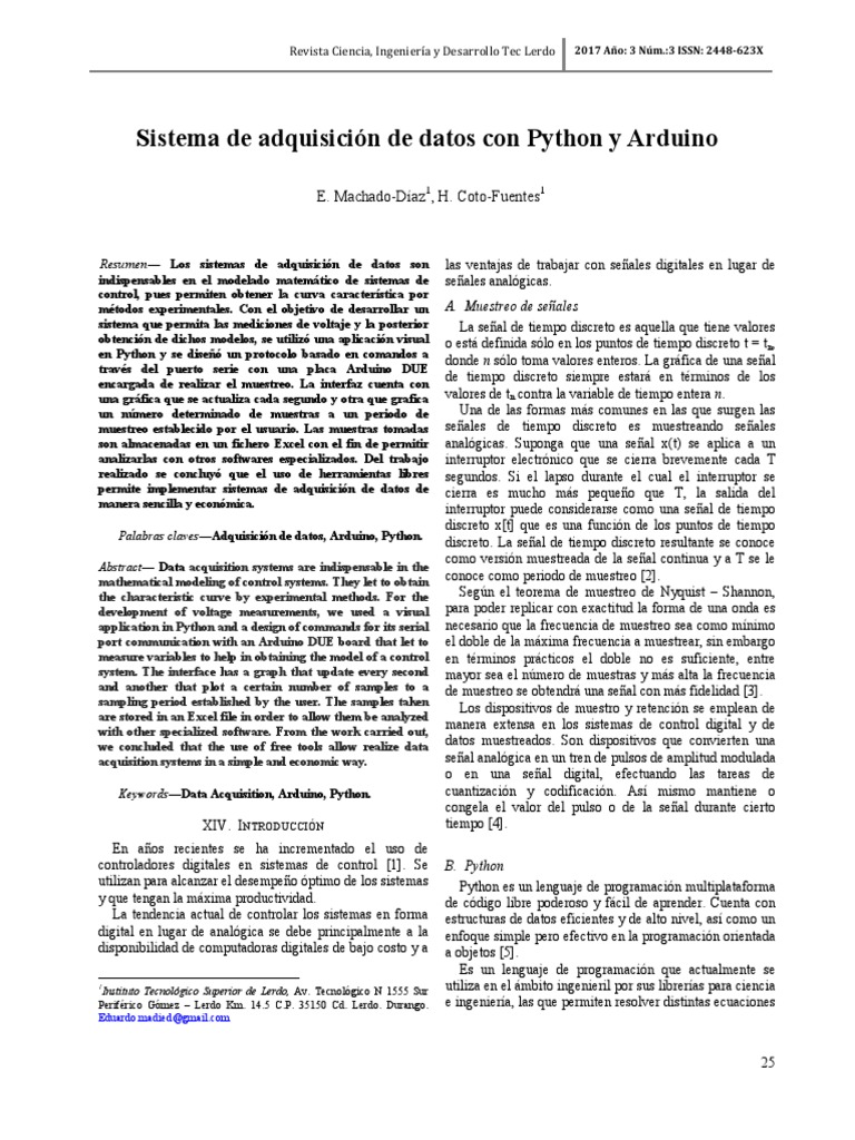 05 Sistema de Adquisición de Datos Con Python y Arduino | PDF | Arduino | Programación de ...