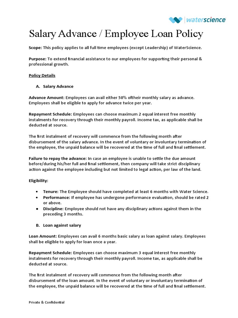 Salary Advance and Loan Policy | PDF | Loans | Payroll
