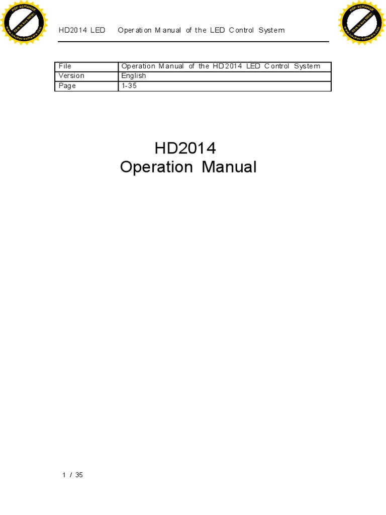 HD2014 LED Control System Manual | PDF | Software | Computing