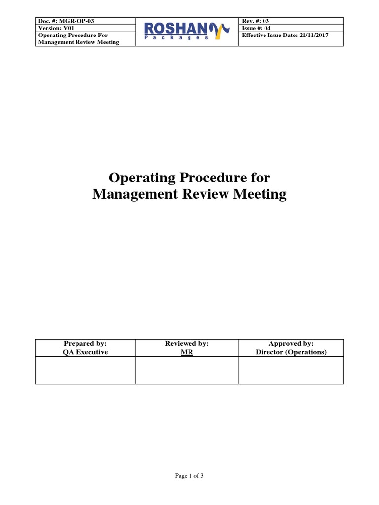 MGR-OP-03 OP For Procedure MRM | PDF | Business
