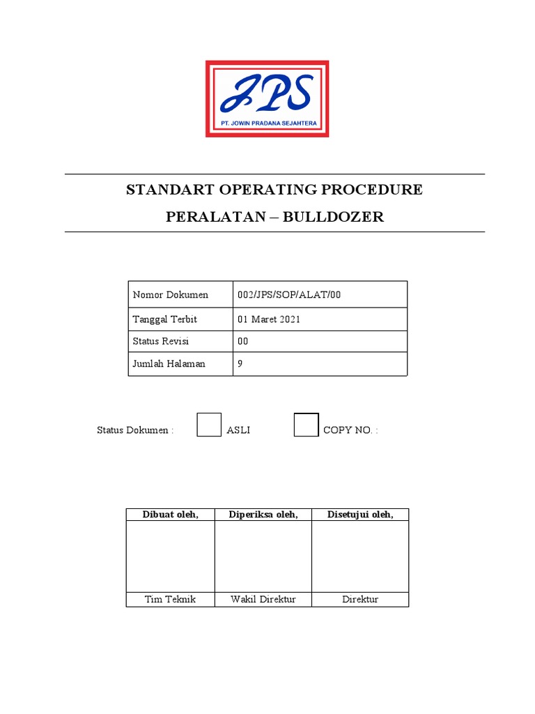 002.JPS - Sop.alat.00 Bulldozer | PDF