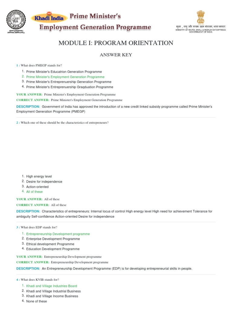 Module I: Program Orientation: Answer Key | PDF