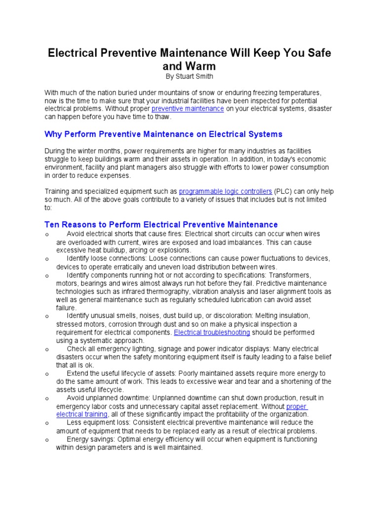 Electrical Preventive Maintenance | PDF | Programmable Logic Controller ...
