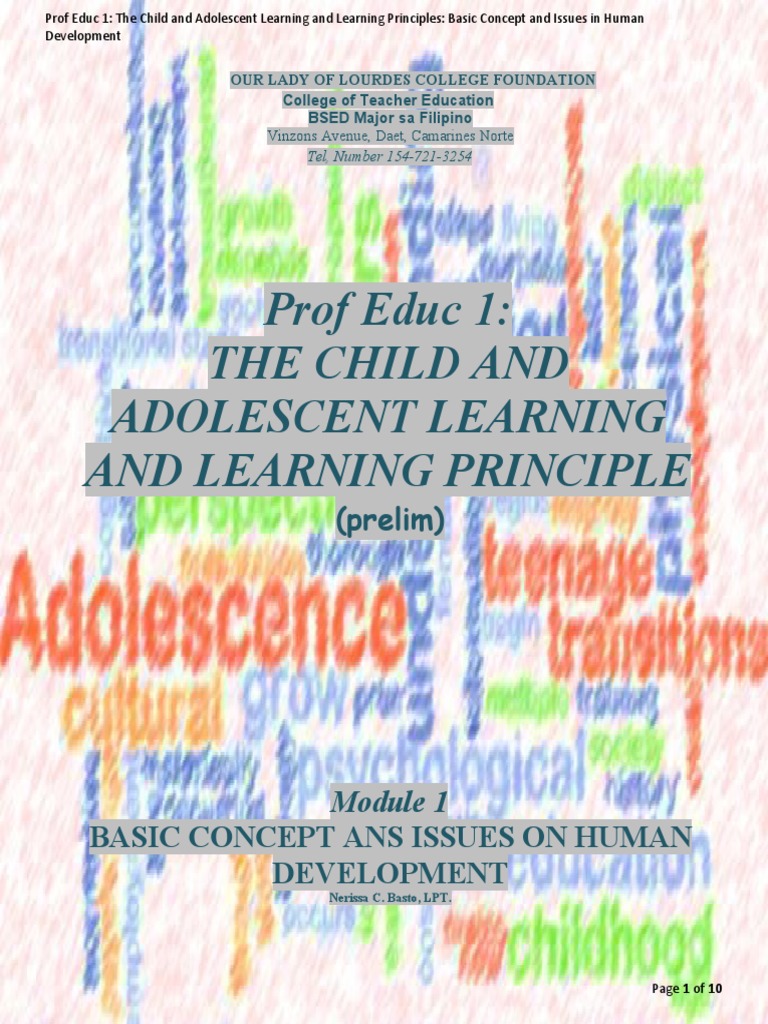 Module1 (Child and Adolescent) | PDF | Developmental Psychology ...