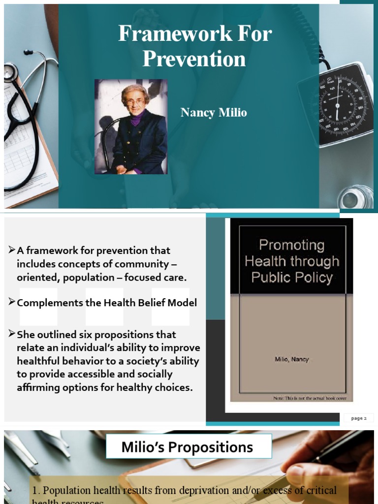 Framework For Prevention: Nancy Milio | PDF | Behavior | Nursing