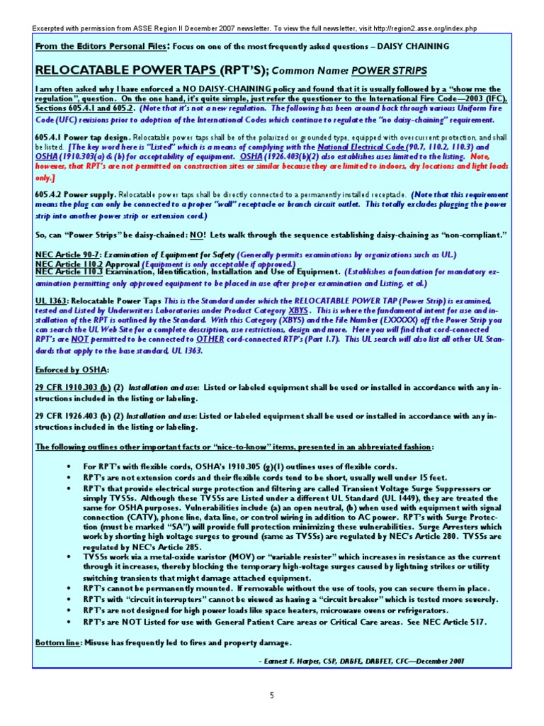 Relocatable Power Taps (RPT'S) : Common Name: POWER STRIPS | PDF | Ac ...