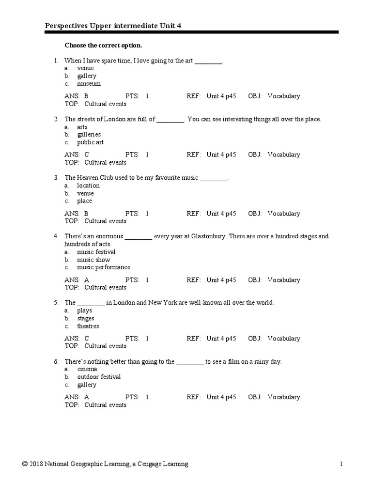 Perspectives Upper Intermediate Unit 4 | Download Free PDF | Vancouver | World's Fair