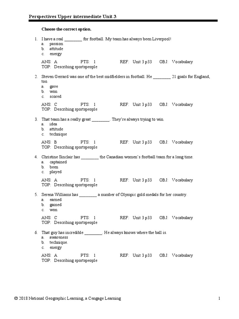 Perspectives Upper Intermediate Unit 3 | Download Free PDF | Foods ...