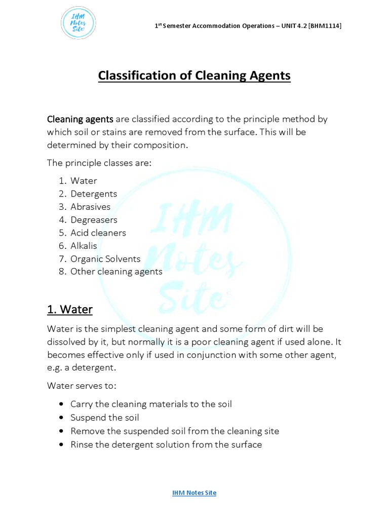 HK - Classification of Cleaning Agent | PDF | Sodium Hydroxide | Chemistry