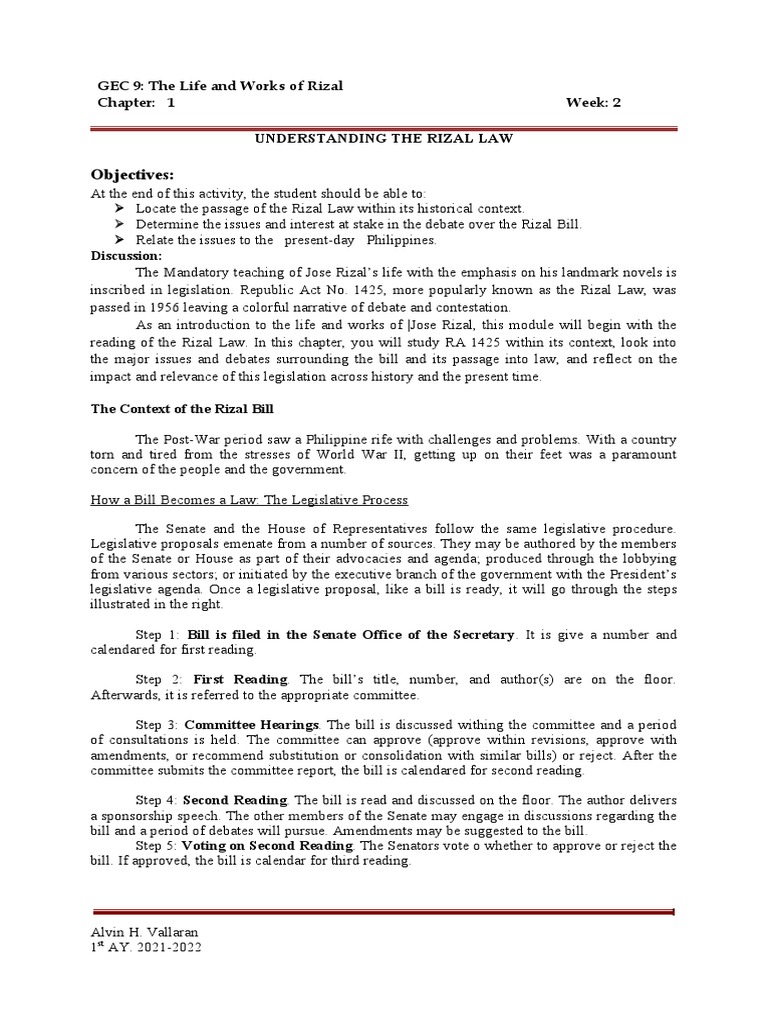 Topic 1 - UNDERSTANDING THE RIZAL LAW | PDF | Bill (Law) | Government