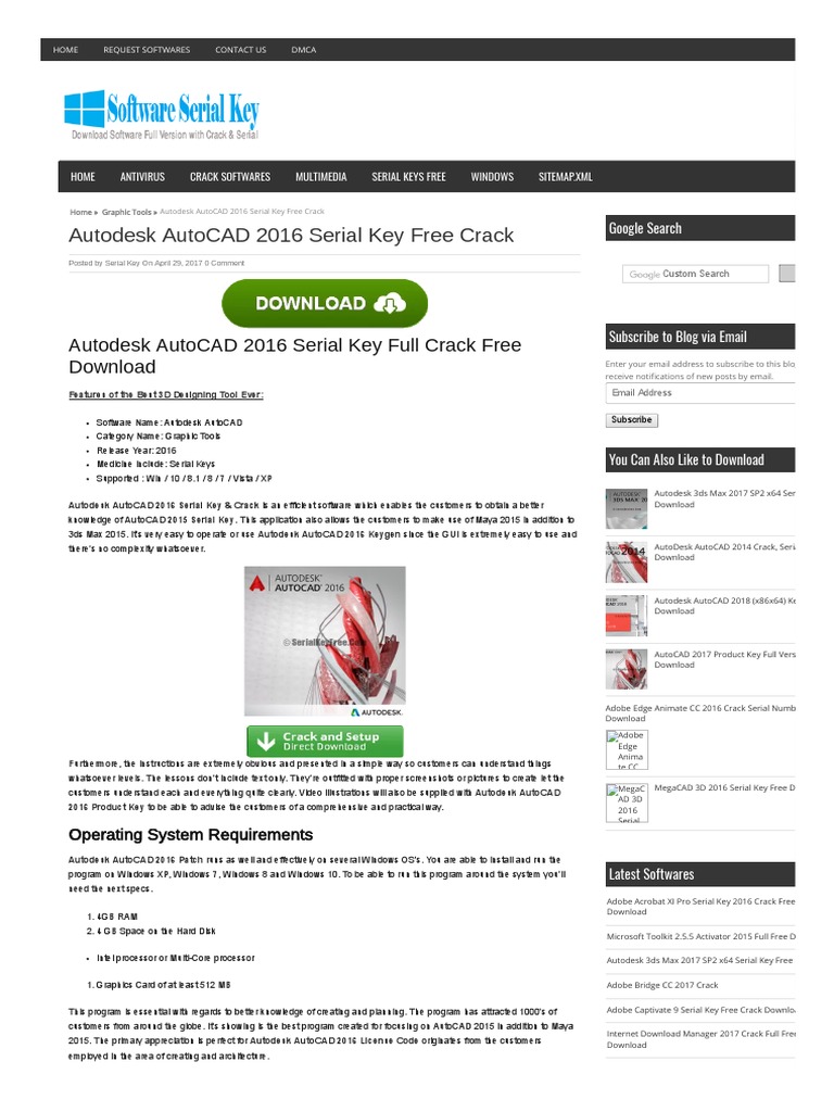 Autodesk AutoCAD 2016 Serial Key Free Crack Download - (Tested) | PDF ...
