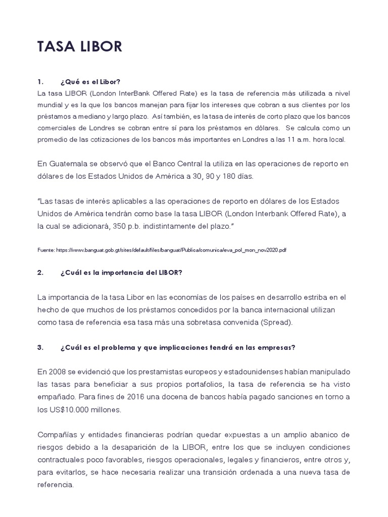 Tasa Libor VSN | PDF | Libor | Bancos