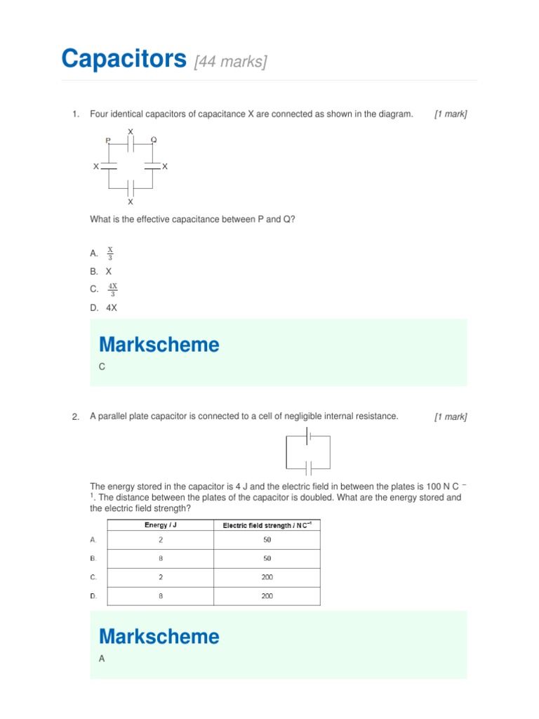 Capacitor Exercise | Download Free PDF | Capacitor | Transformer