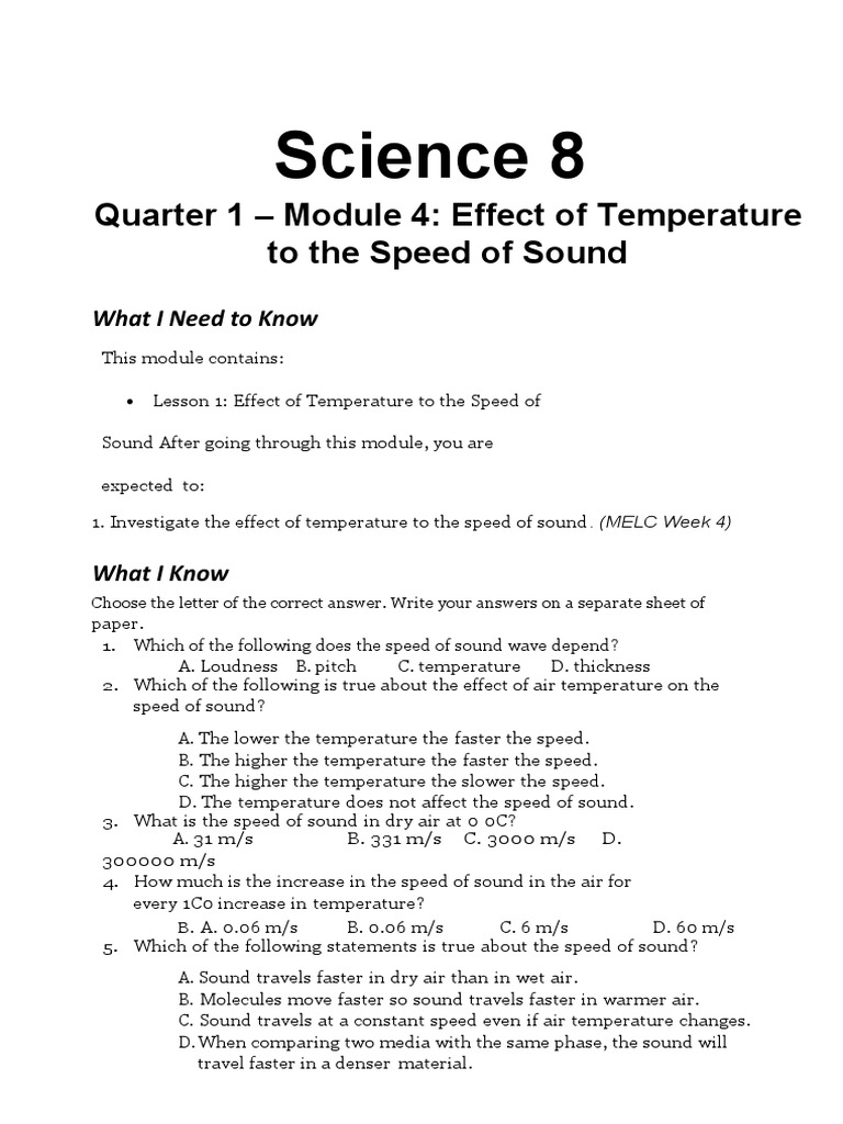 Module 4 Effect of Temperature in Sounds | PDF | Sound | Atmosphere Of ...
