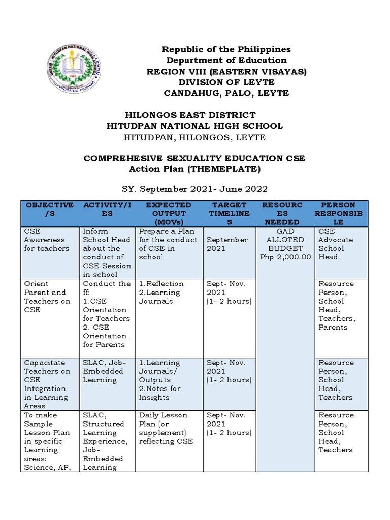 Cse Action Plan | Download Free PDF | Cognition | Human Nature