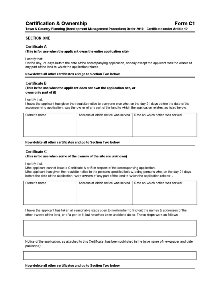 Certificate Of Ownership Template