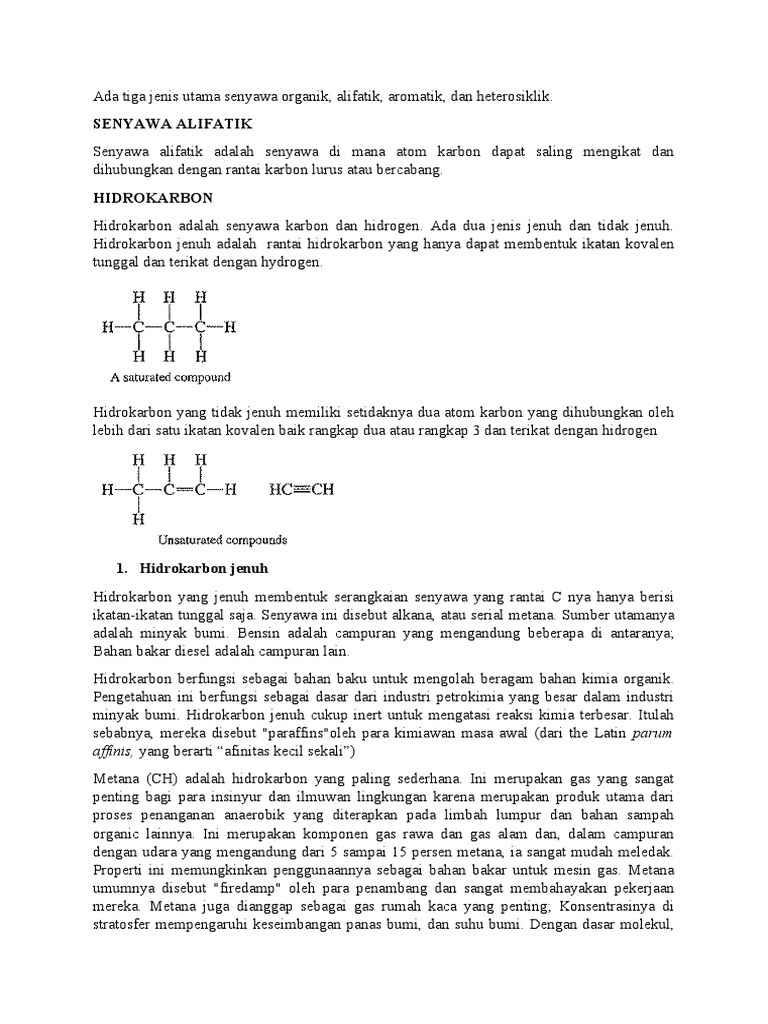Jenis dan Contoh Senyawa Alifatik | PDF | Sains & Matematika ...