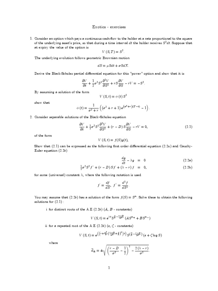 CQF Exercises | PDF | Option (Finance) | Black–Scholes Model