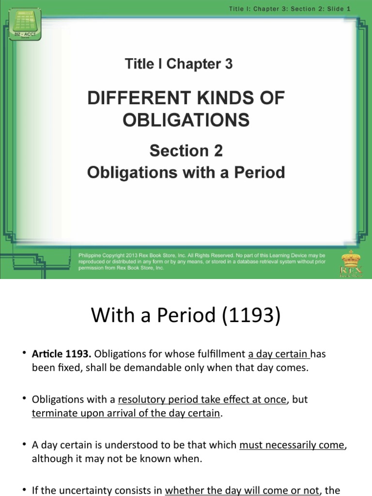 Chapter 3 (Section 2) - Obligations With A Period | PDF | Justice ...