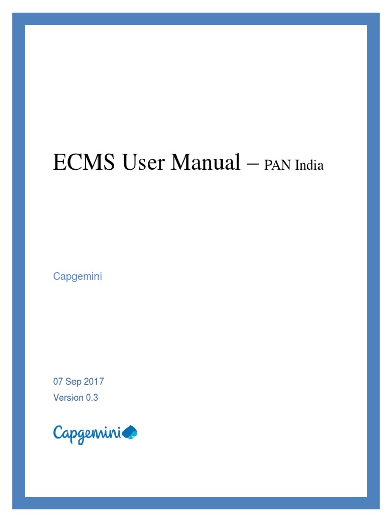 ECMS User Manual - : PAN India | PDF | Employment | Menu