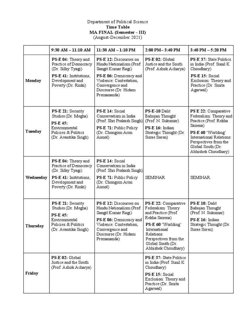 MA Political Science Exam Schedule 2021 | PDF | Political Theories ...