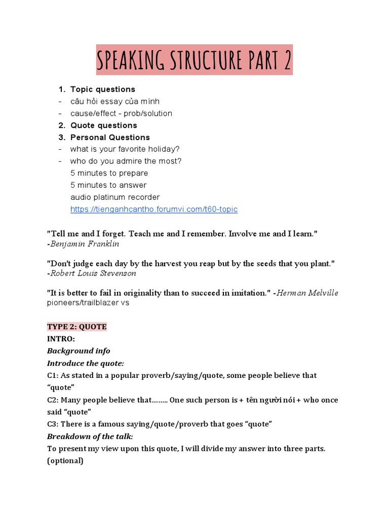 Guidance on Public Speaking Structures: Analyzing Quotes and Answering ...