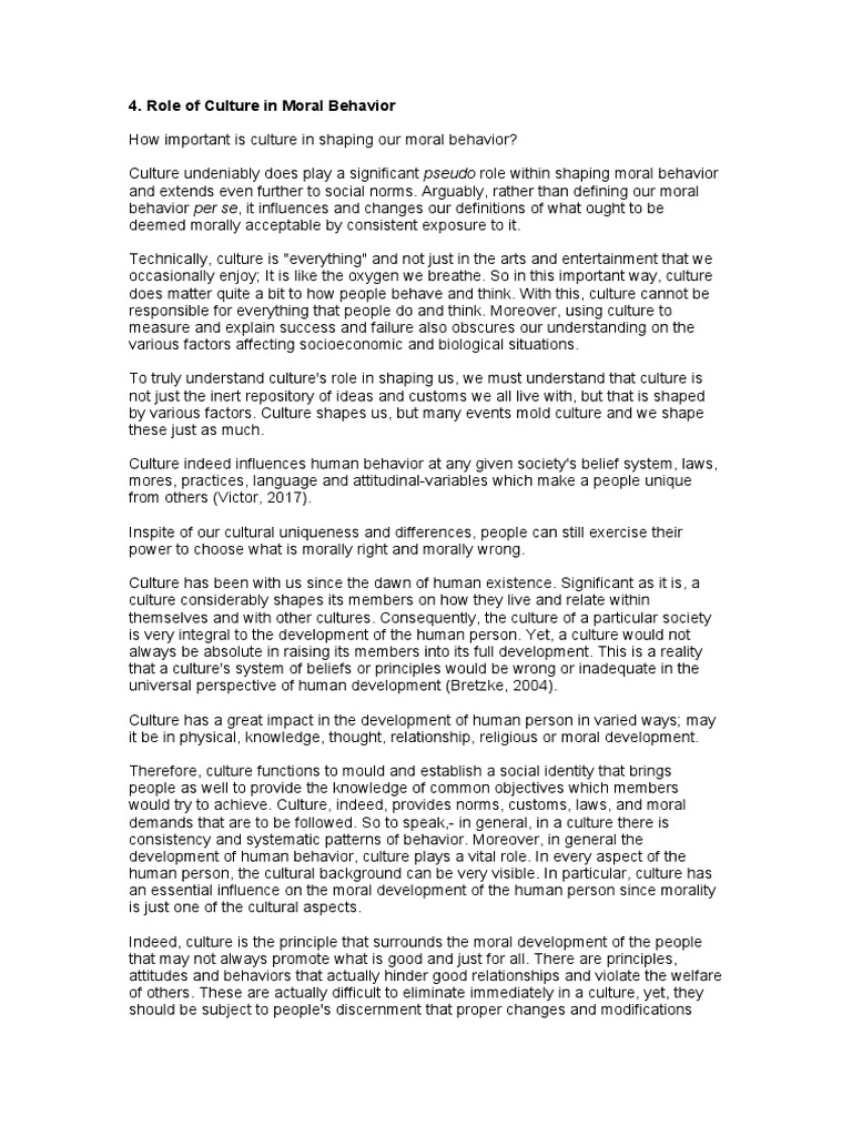 LESSON 5 (Role of Culture in Moral Behavior) | PDF | Morality | Relativism