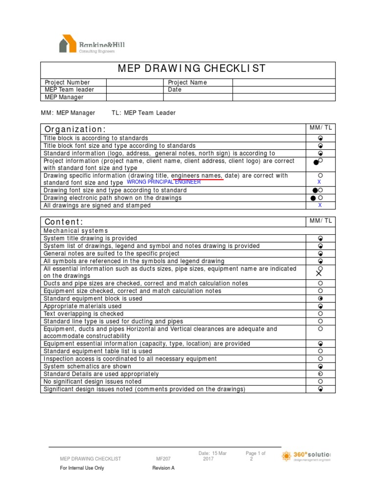 MF207 - Mep Mep Drawing Checklist | PDF