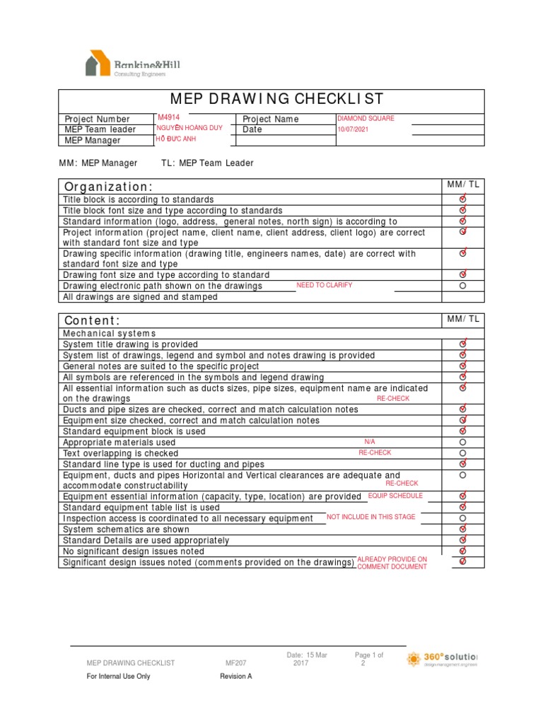 MEP Drawing Checklist Guide | PDF