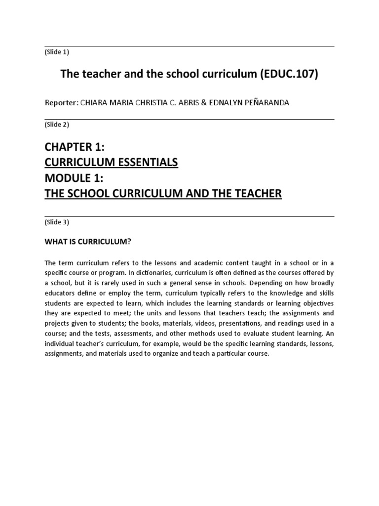 Curriculum Essentials | PDF | Curriculum | Teachers