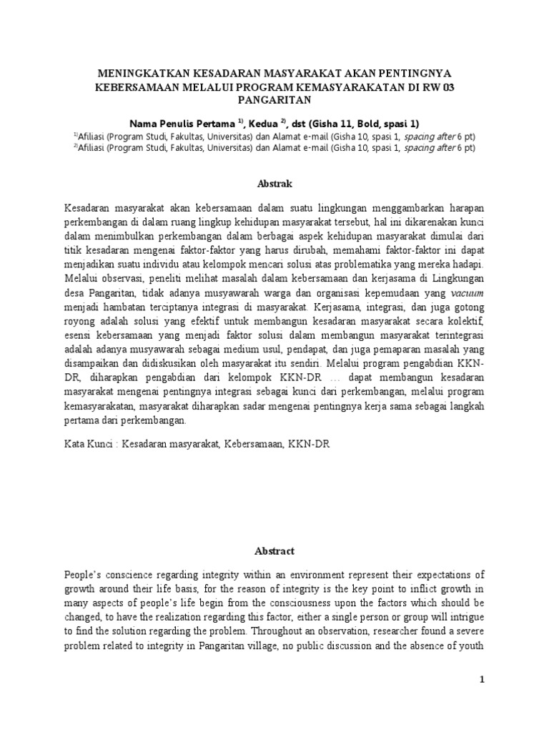 Kesadaran Kebersamaan di RW 03 Pangaritan | PDF