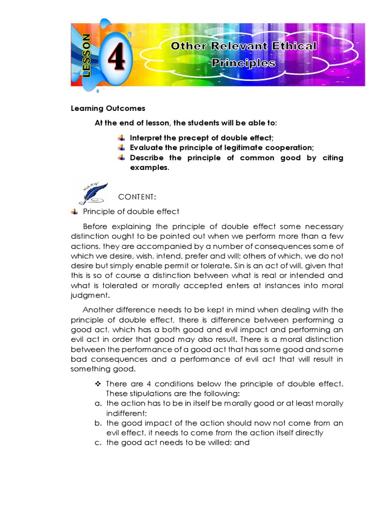 Interpret Principles of Double Effect and Legitimate Cooperation | PDF ...