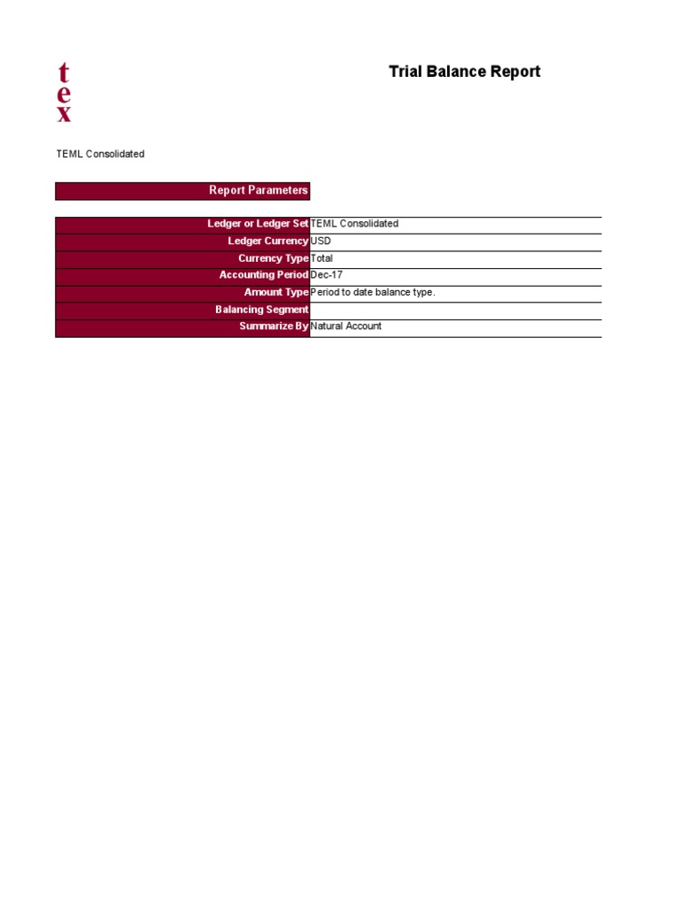 TrialBalance - Trial Balance Report | PDF | Accrual | Debits And Credits