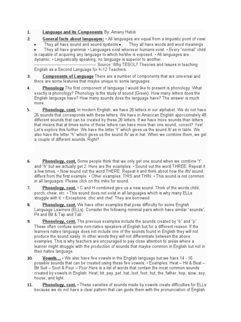 Language and Its Components | PDF | Morphology (Linguistics) | Word
