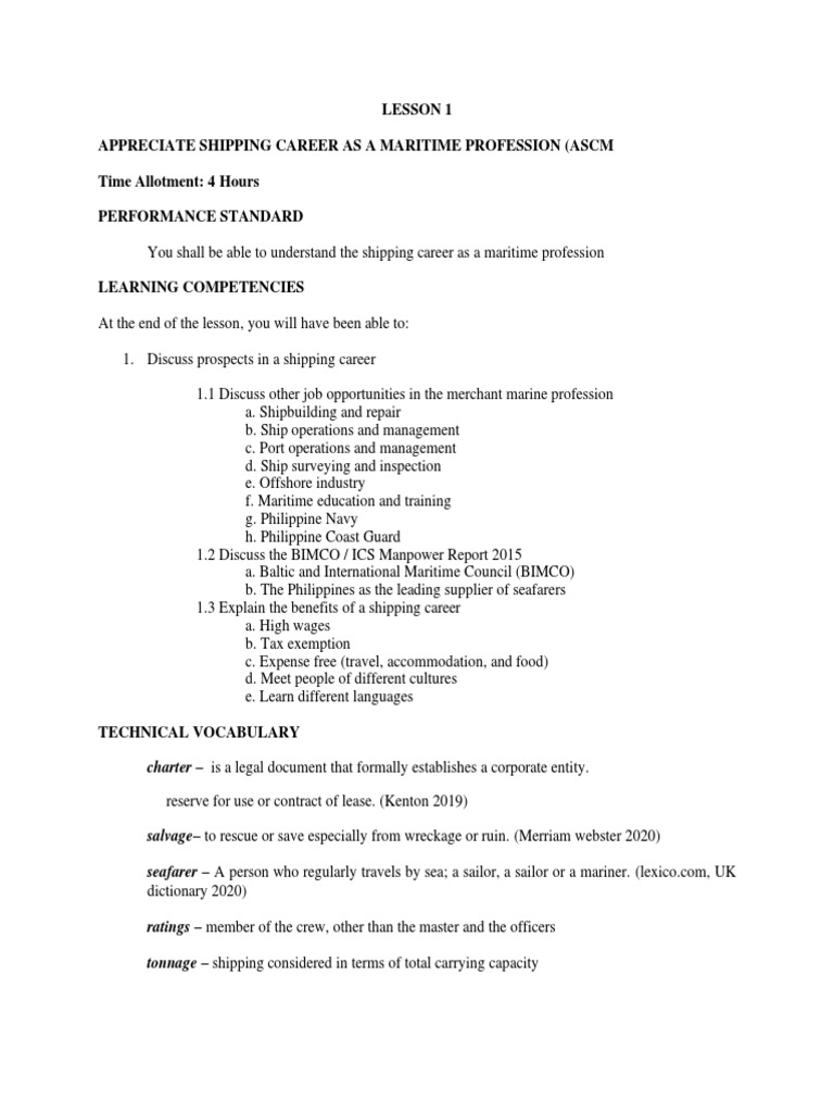 Lesson 1 | PDF | Ships | Coast Guard