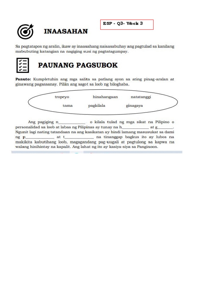 ESP Module 3 Week3 Q3 | PDF