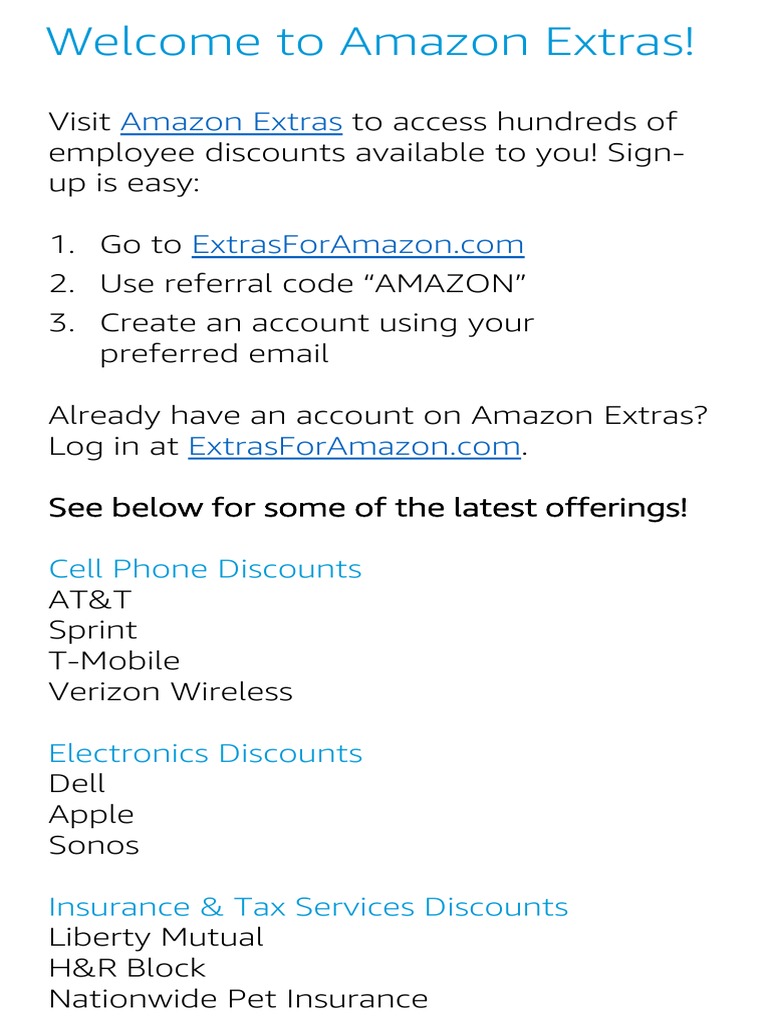 Amazon Extras and Discounts Flyer | PDF