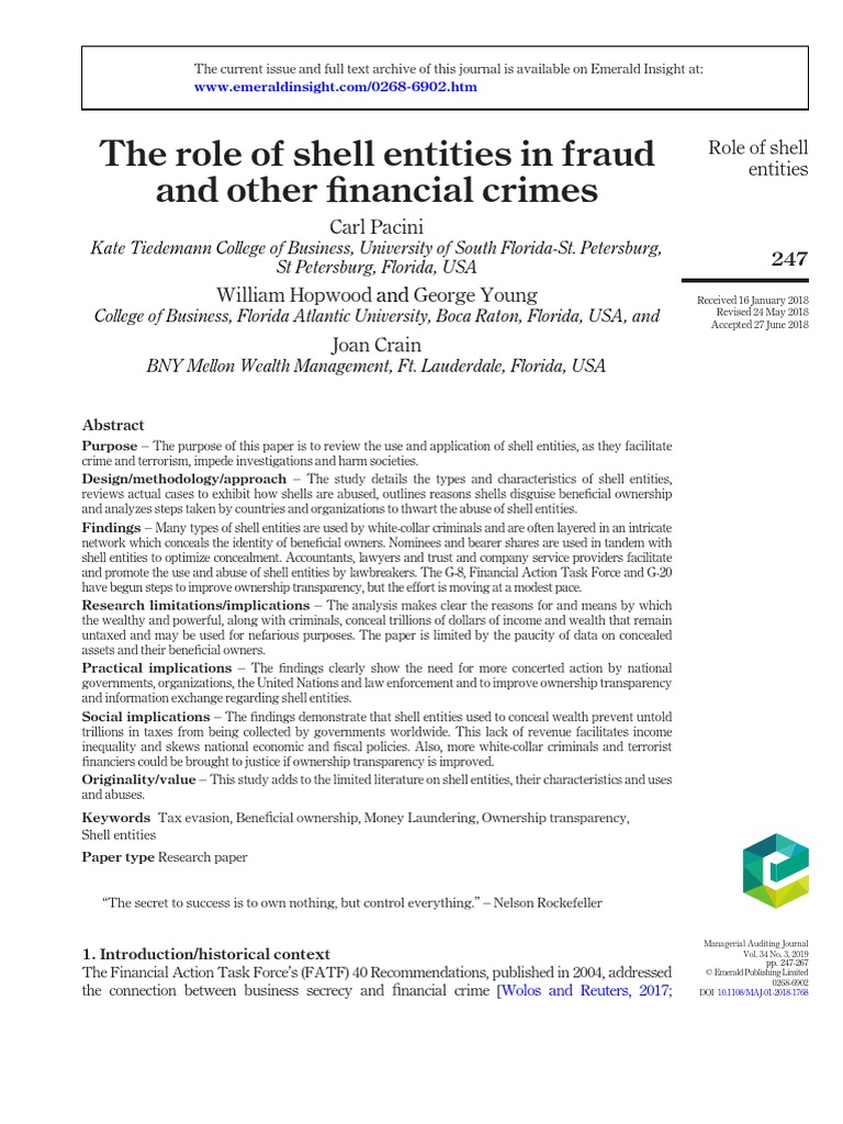 The Role of Shell Entities in Fraud and Other Financial Crimes | PDF ...