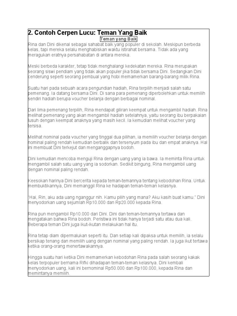 Cerpen Persahabatan Cerdas | PDF