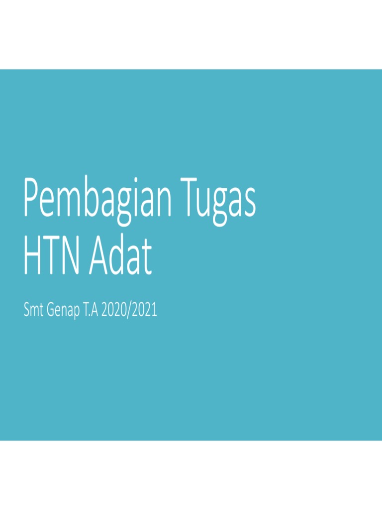 Pembagian Tugas HTN Adat (UTS) | PDF