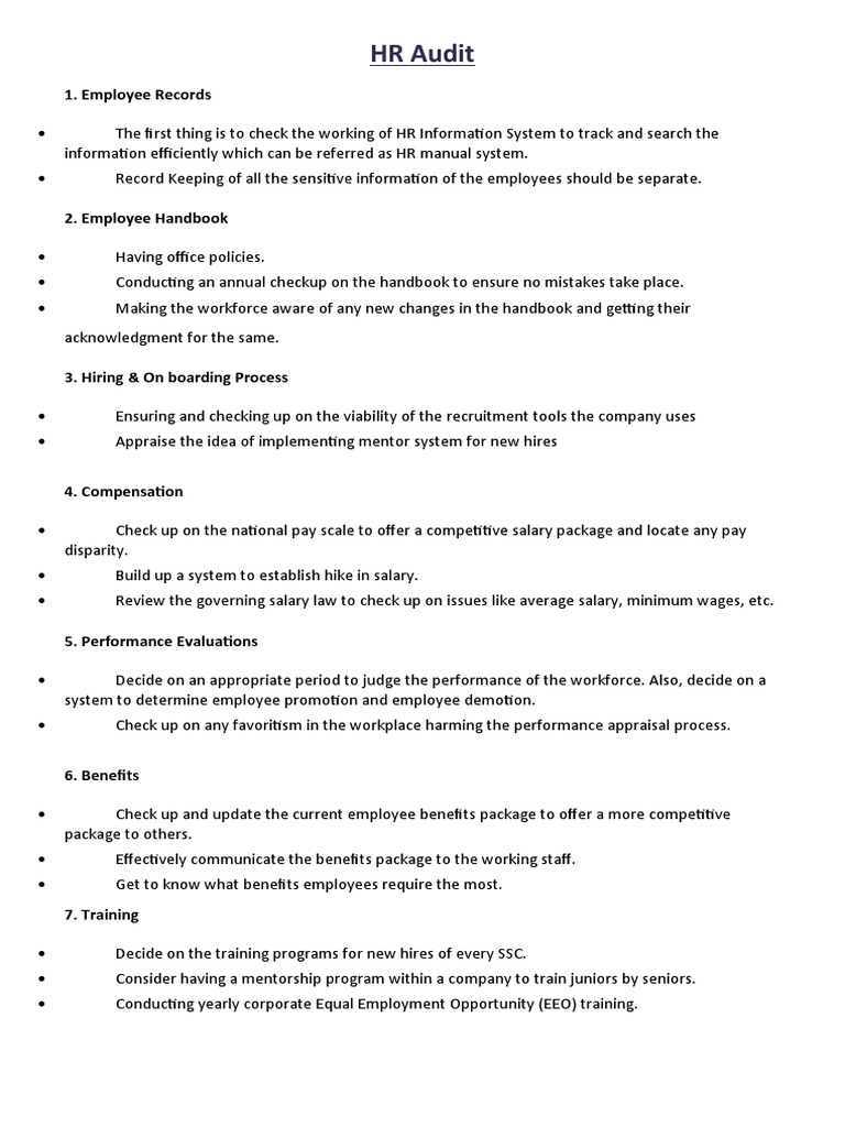 HR Audit: 1. Employee Records | PDF