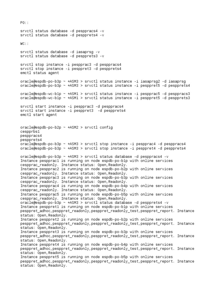 SRVCTL Queries | PDF | Data Management Software | Software Engineering