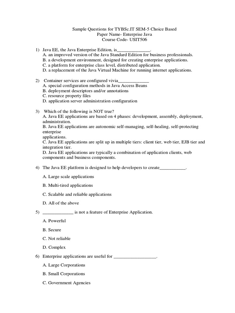 T.Y.B.Sc.I.T. Sem V Enterprise Java | PDF | Java (Programming Language) | Object (Computer Science)